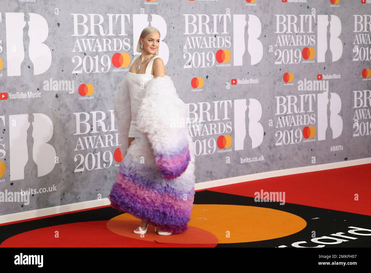Singer Anne-Marie poses for photographers upon arrival at the Brit ...