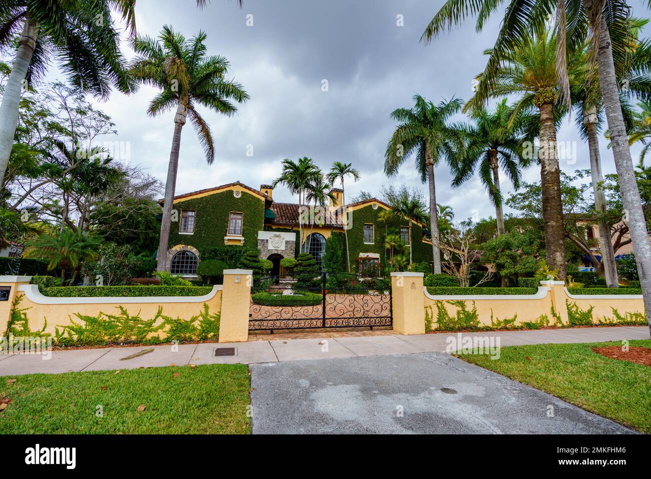 Coral Gables, FL, USA - January 28, 2023: Photo of a historic landmark home in Coral Gables ...