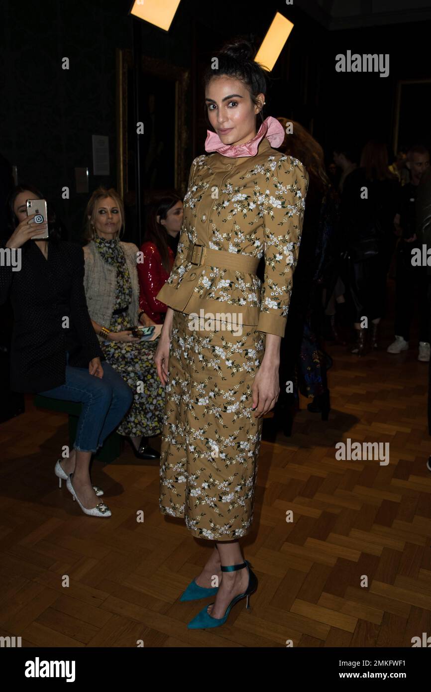 Aiysha Hart poses for photographers before the Erdem Autumn/Winter 2019 ...