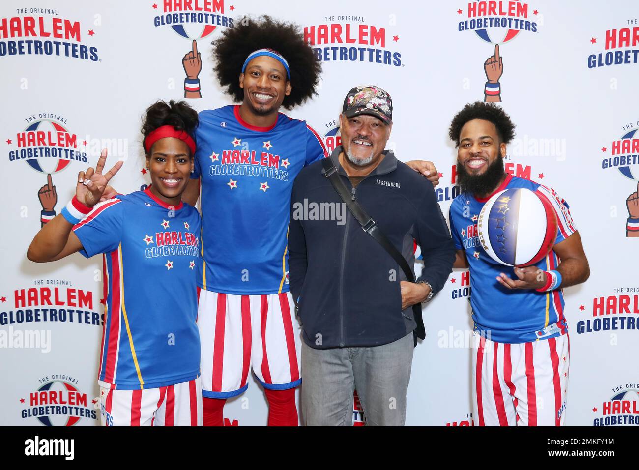 Laurence Fishburne attends The Harlem Globetrotters game at Staples ...