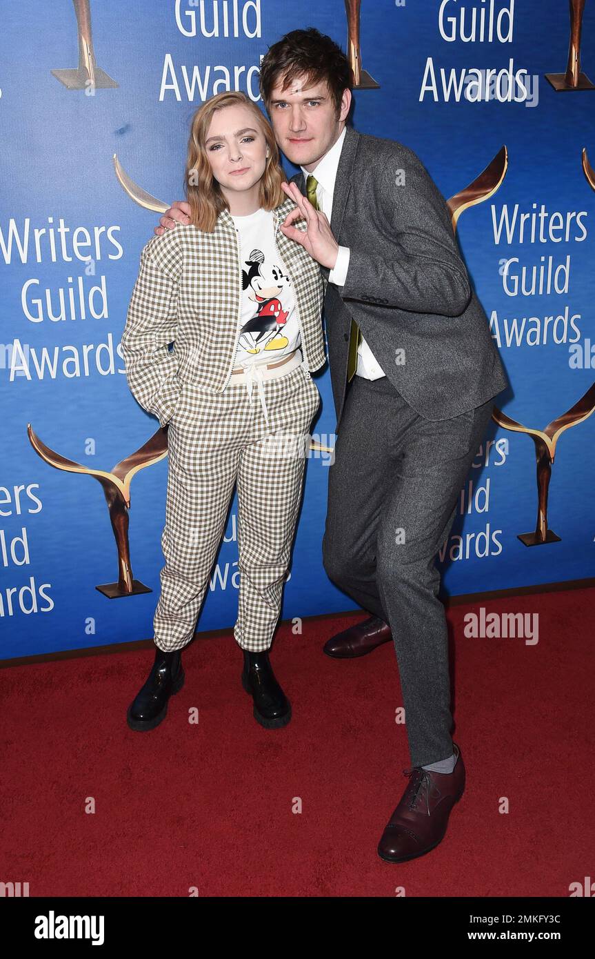 Elsie Fisher, left, and Bo Burnham attend the 2019 Writers Guild Awards ...