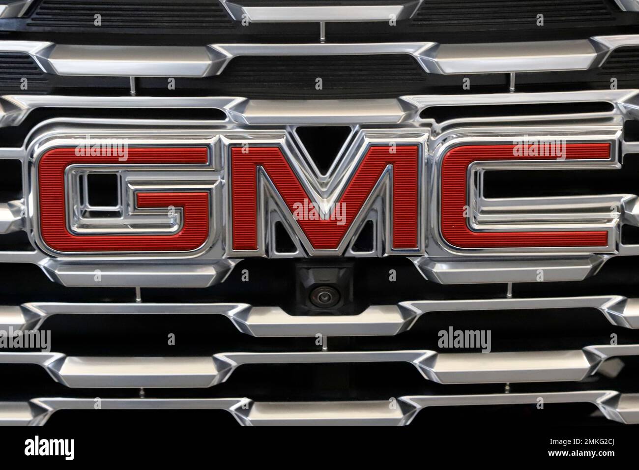 This is the GMC logo on the front grill of a 2019 Terrain AWD Denali ...