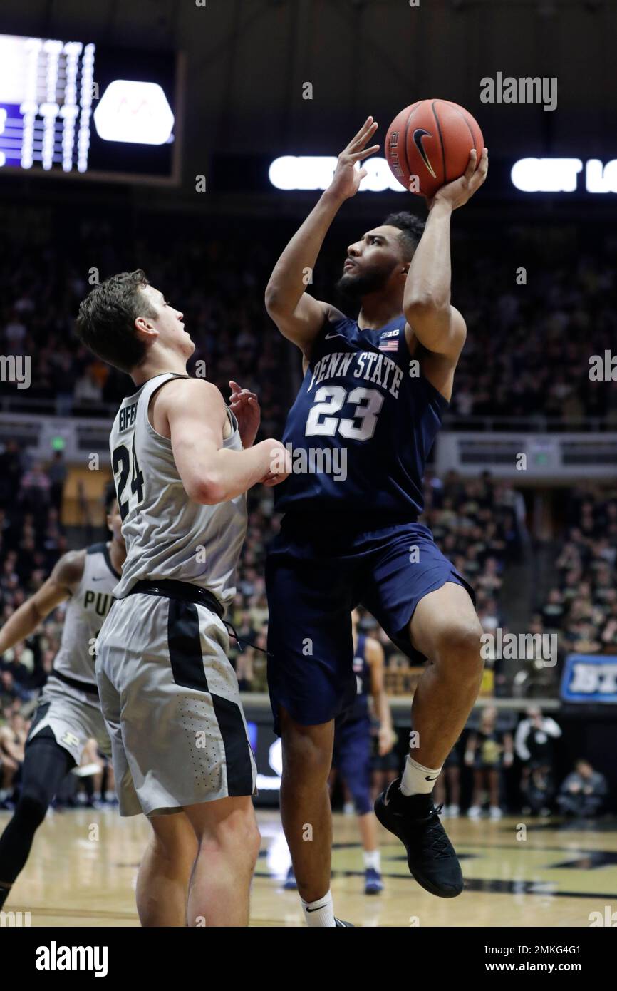 Penn State guard Josh Reaves (23) shoots over Purdue forward Grady ...