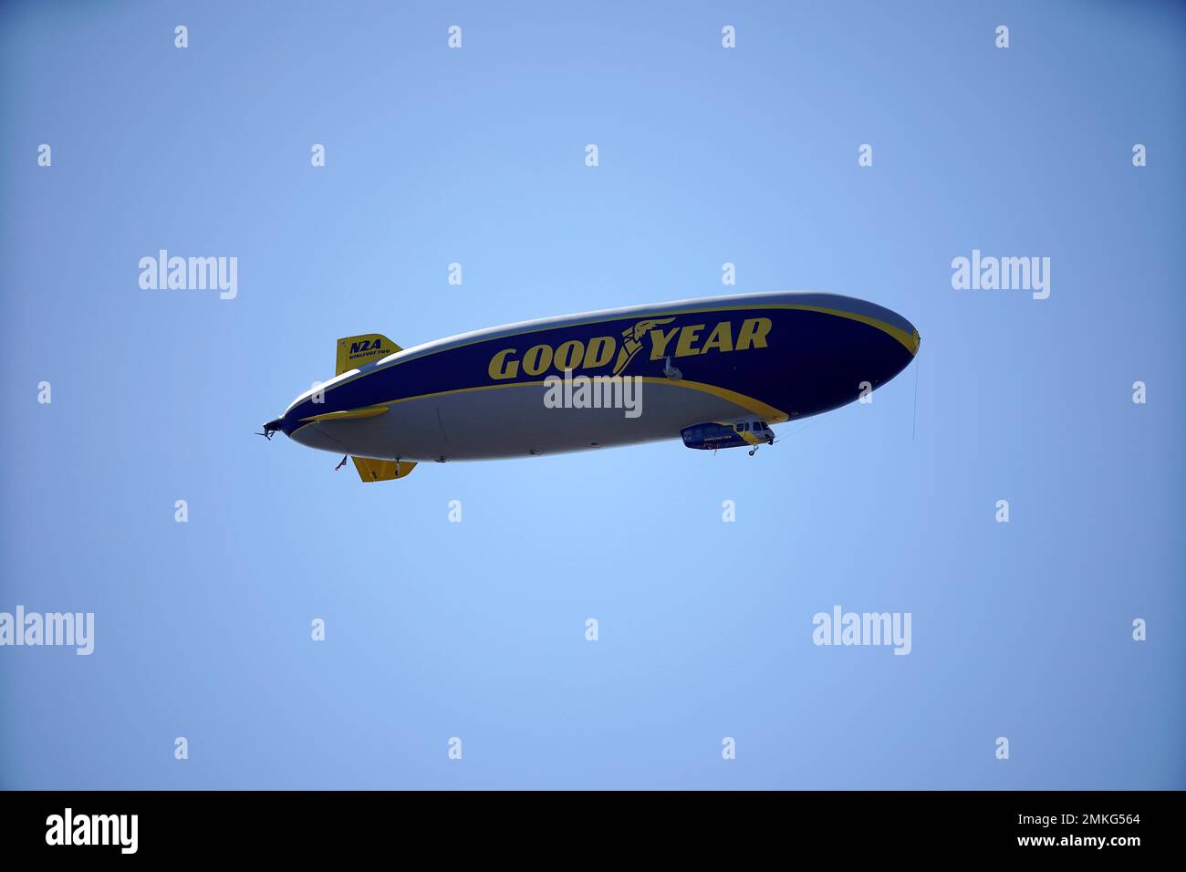 The Goodyear blimp flies over the golf course as second round play ...