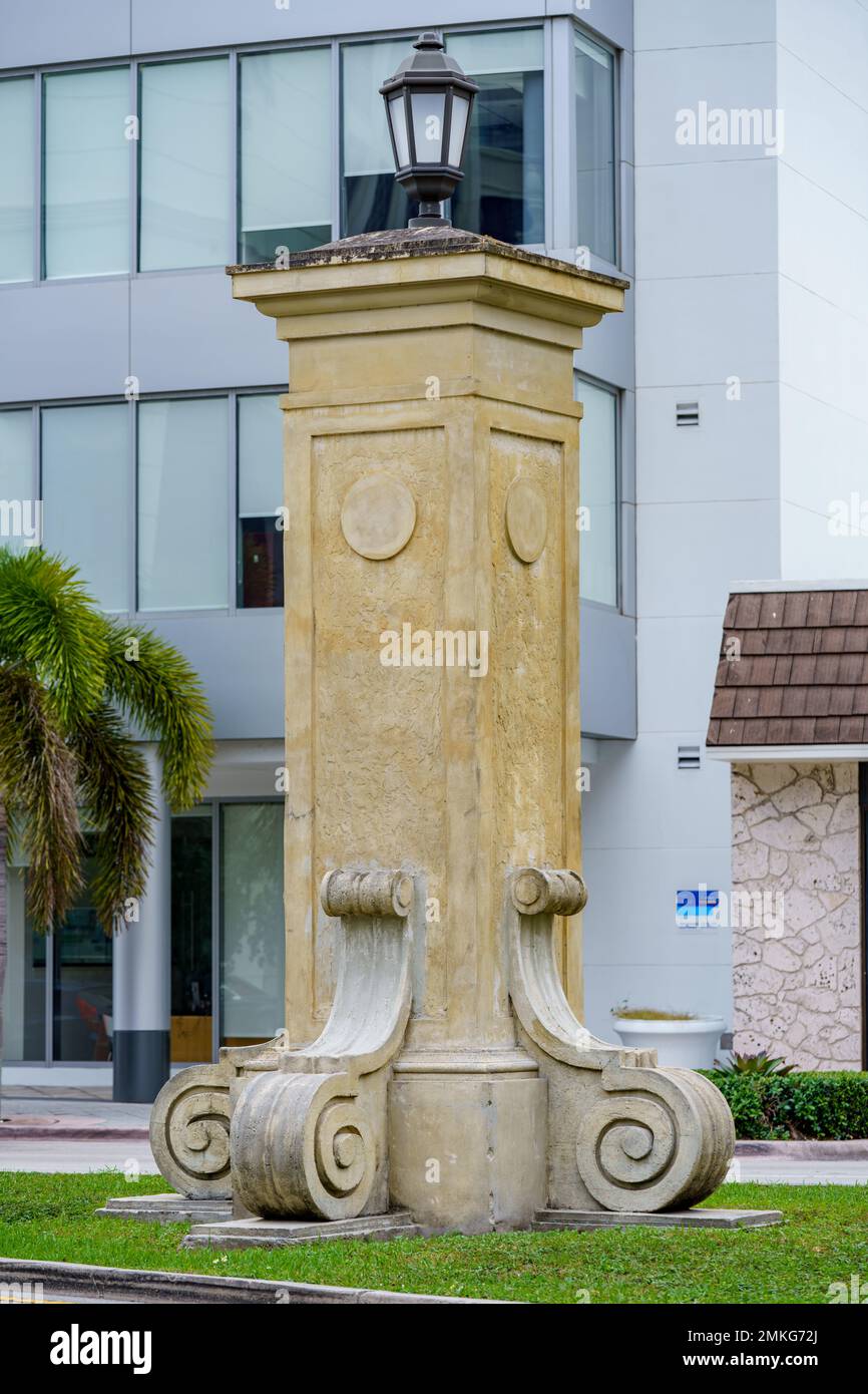 Historic street column in Coral Gables Miami FL Stock Photo - Alamy
