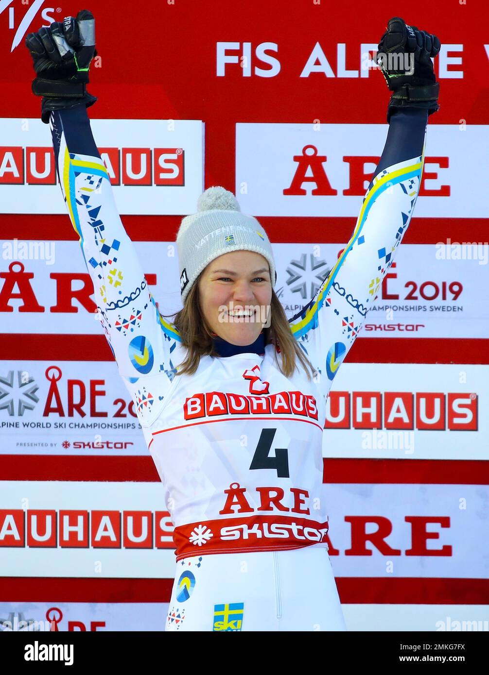 Sweden's Anna Swenn Larsson celebrates her second place in the women's ...