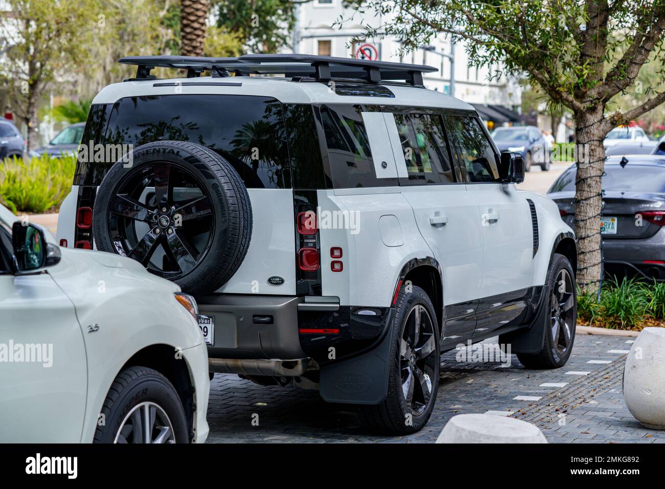 Coral Gables, FL, USA - January 28, 2023: Photo of a white Land Rover ...
