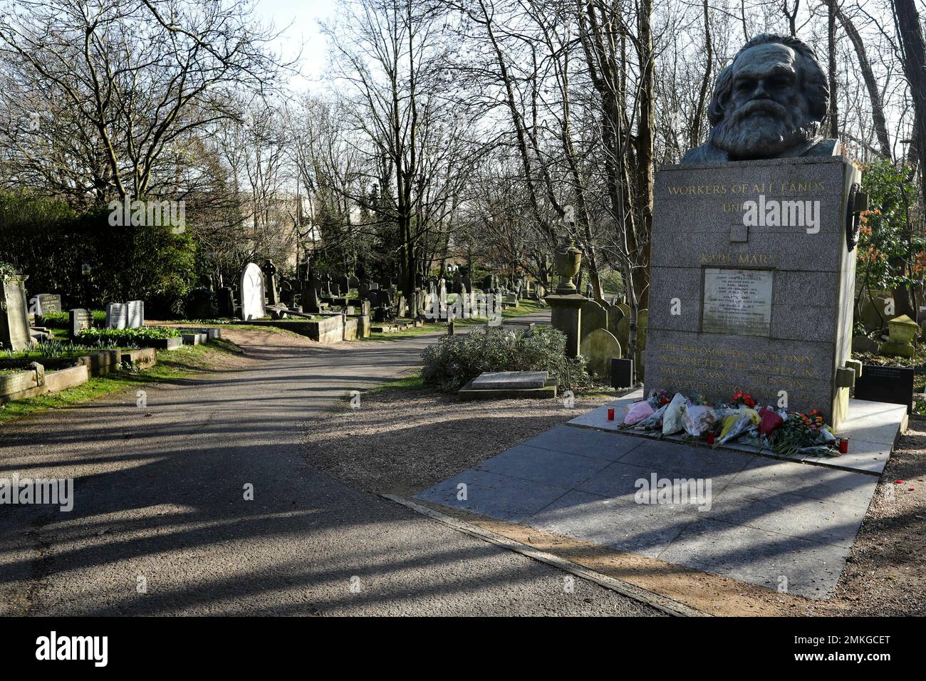 The grave of Karl Marx in Highgate Cemetery in London, Thursday, Feb ...