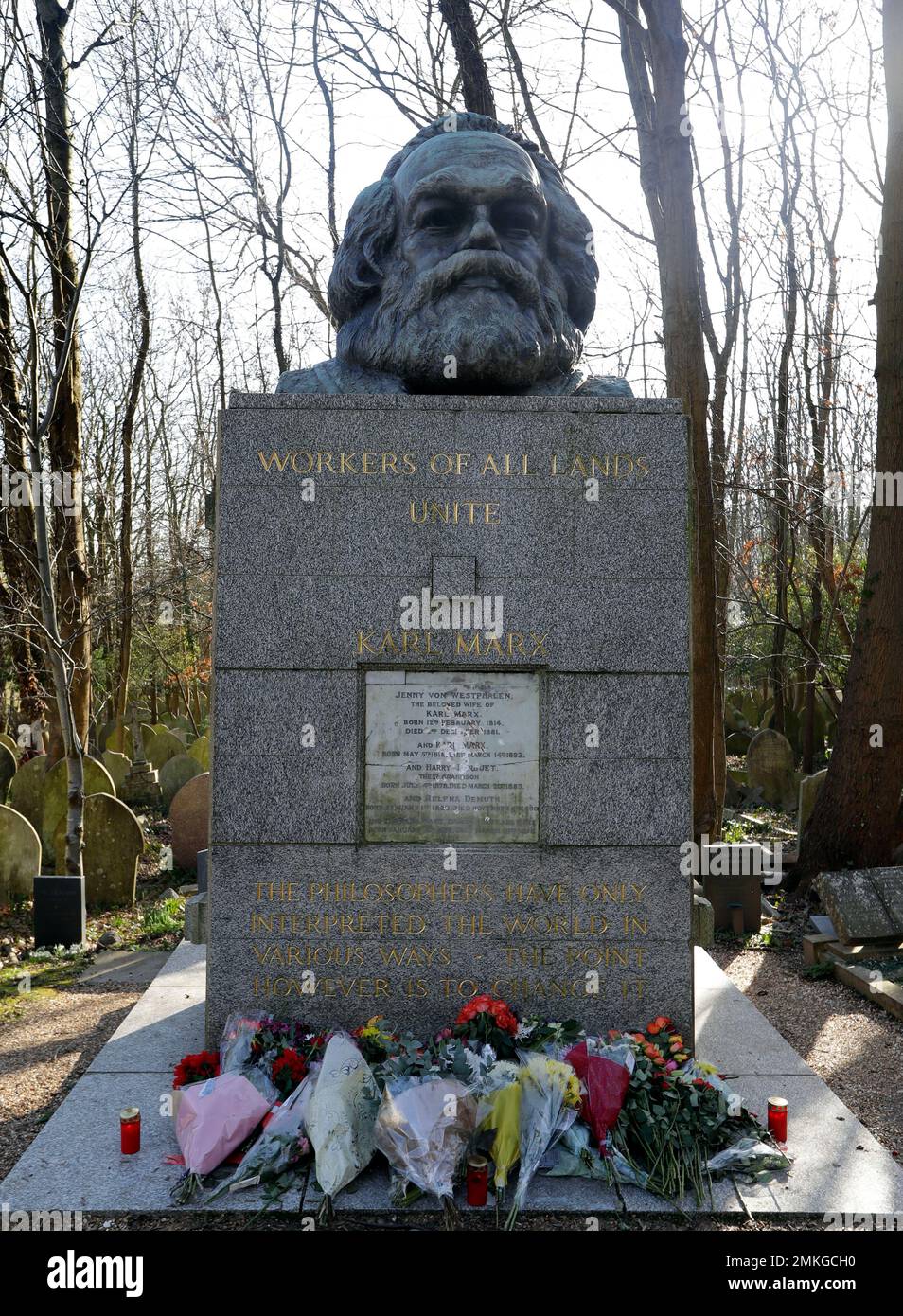 The grave of Karl Marx in Highgate Cemetery in London, Thursday, Feb ...