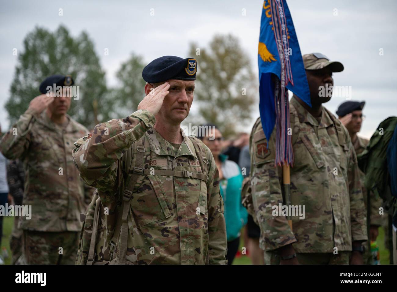 Col. Robert Ford, 90th Security Forces Group commander, salutes during ...