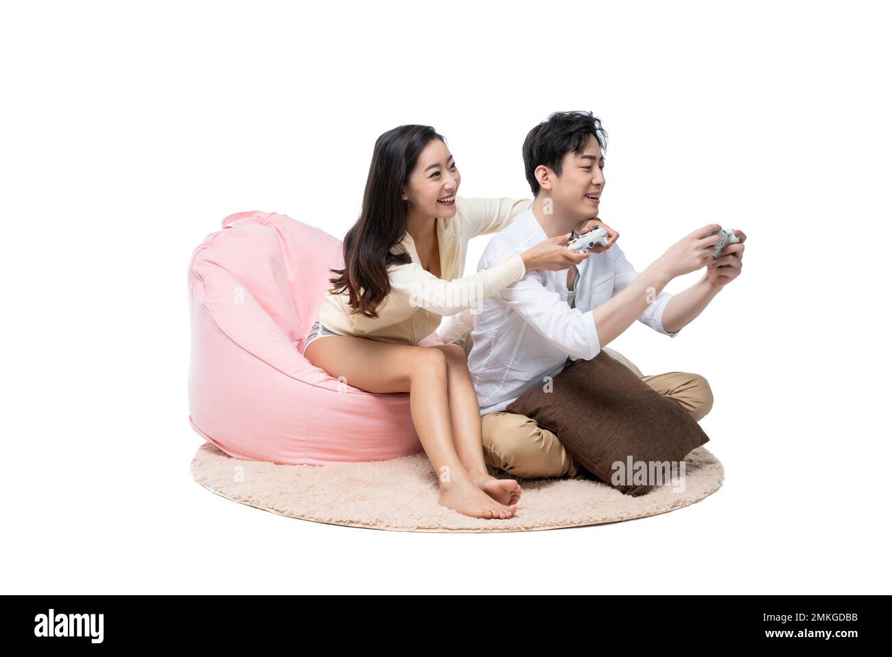 Young couple together playing computer games Stock Photo - Alamy