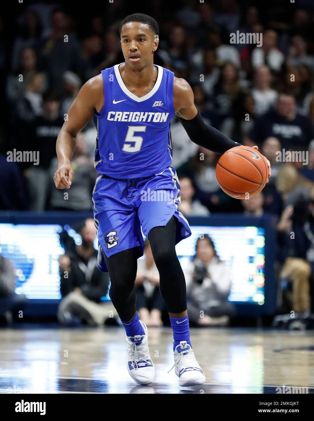 Creighton's Ty-Shon Alexander (5) dribbles up the court during the ...