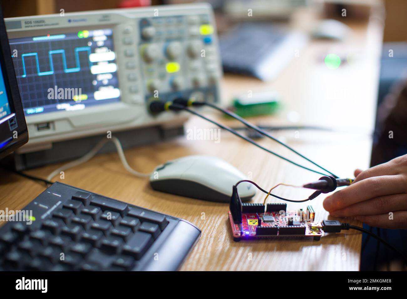 engineers work with electrical measuring devices Stock Photo - Alamy