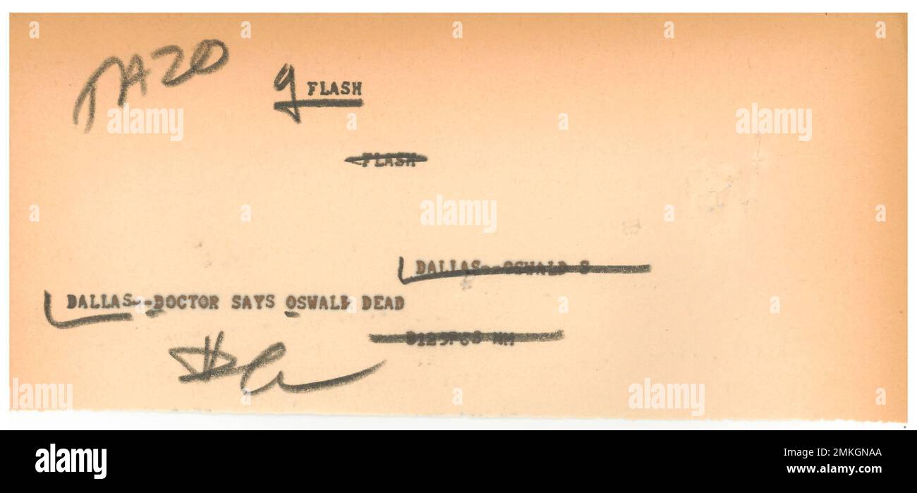 This Nov. 24, 1963 image shows an Associated Press Flash on the death ...