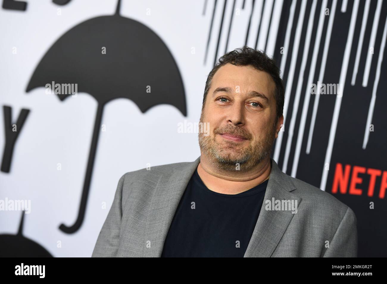 Steve Blackman arrives at the Los Angeles premiere of "The Umbrella ...