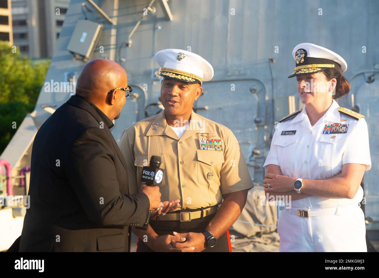 U.S. Marine Corps Lt. Gen. Brian W. Cavanaugh, center, the commanding ...