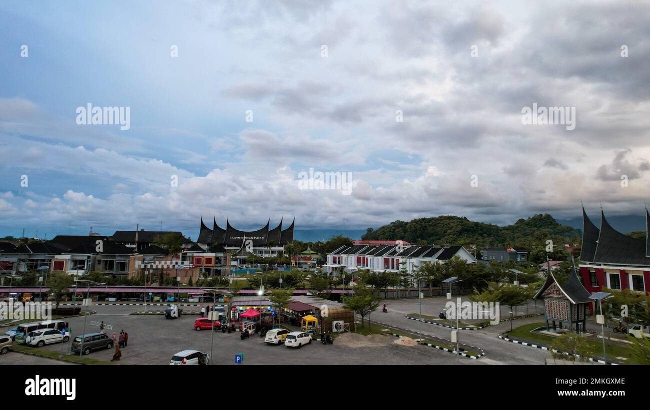 Aerial view of Rumah Gadang, Minangkabau Traditional House in padang ...