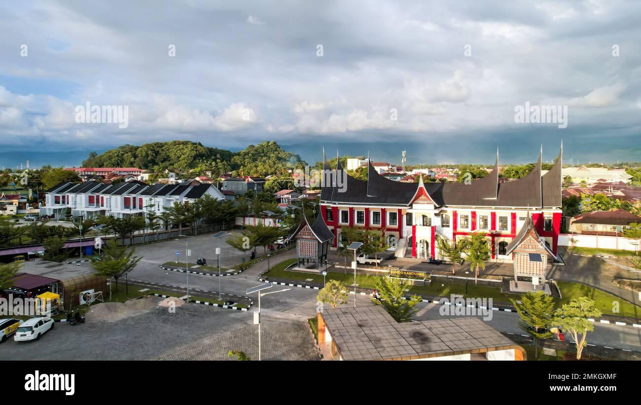Aerial view of Rumah Gadang, Minangkabau Traditional House in padang ...