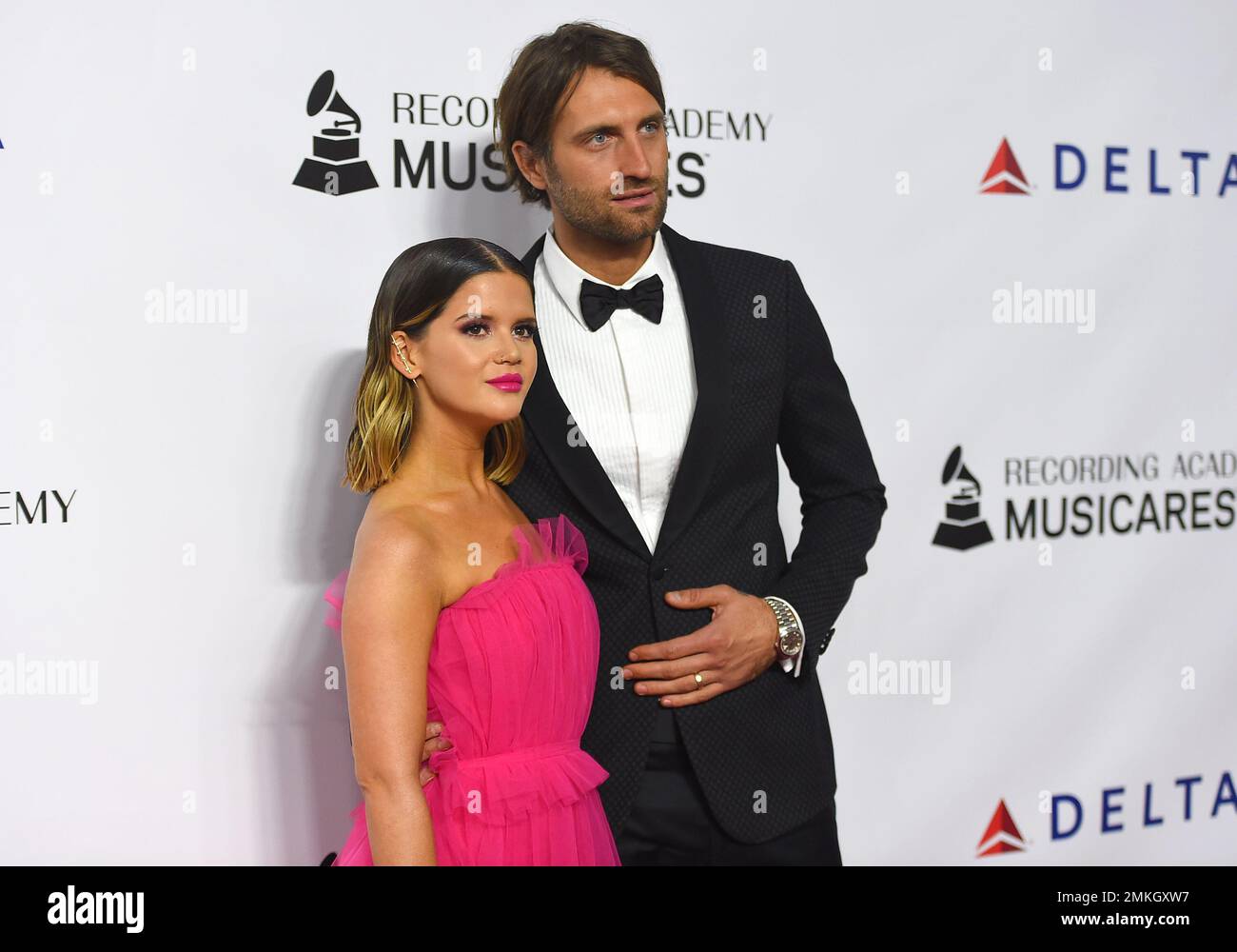 Maren Morris, left, and Ryan Hurd arrive at MusiCares Person of the ...