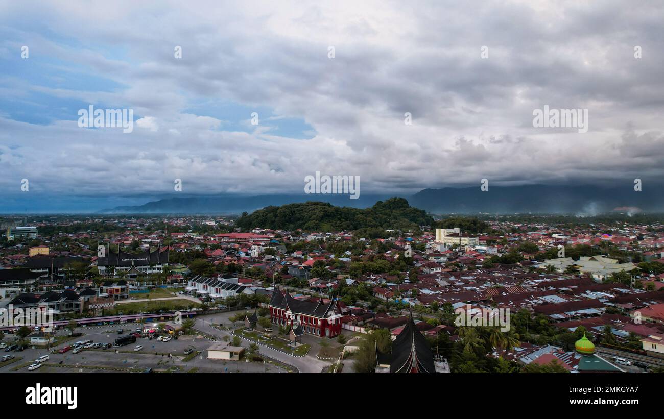 Aerial view of Rumah Gadang, Minangkabau Traditional House in padang ...