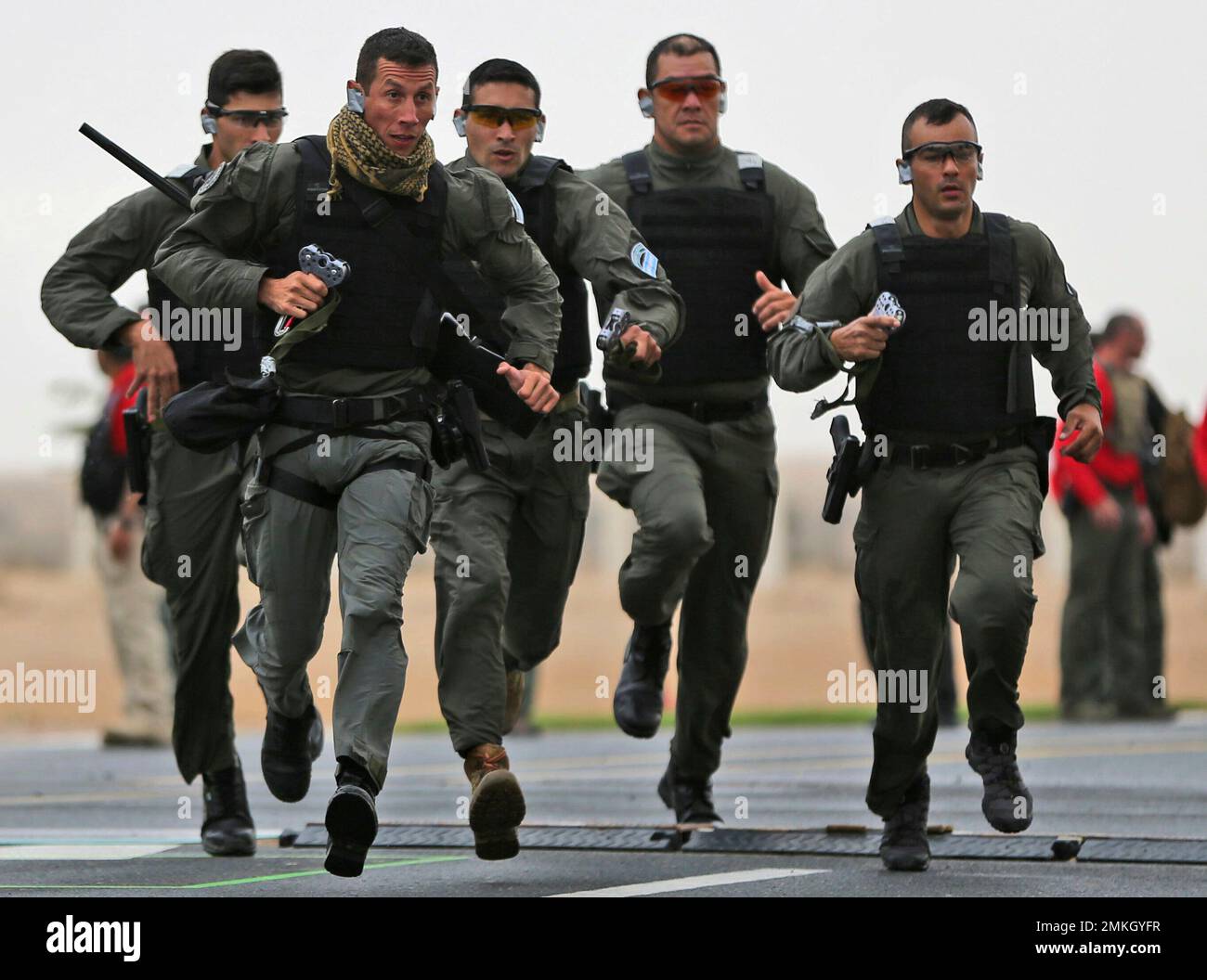 An Argentina SWAT team, Alacran, competes during the UAE SWAT Challenge ...