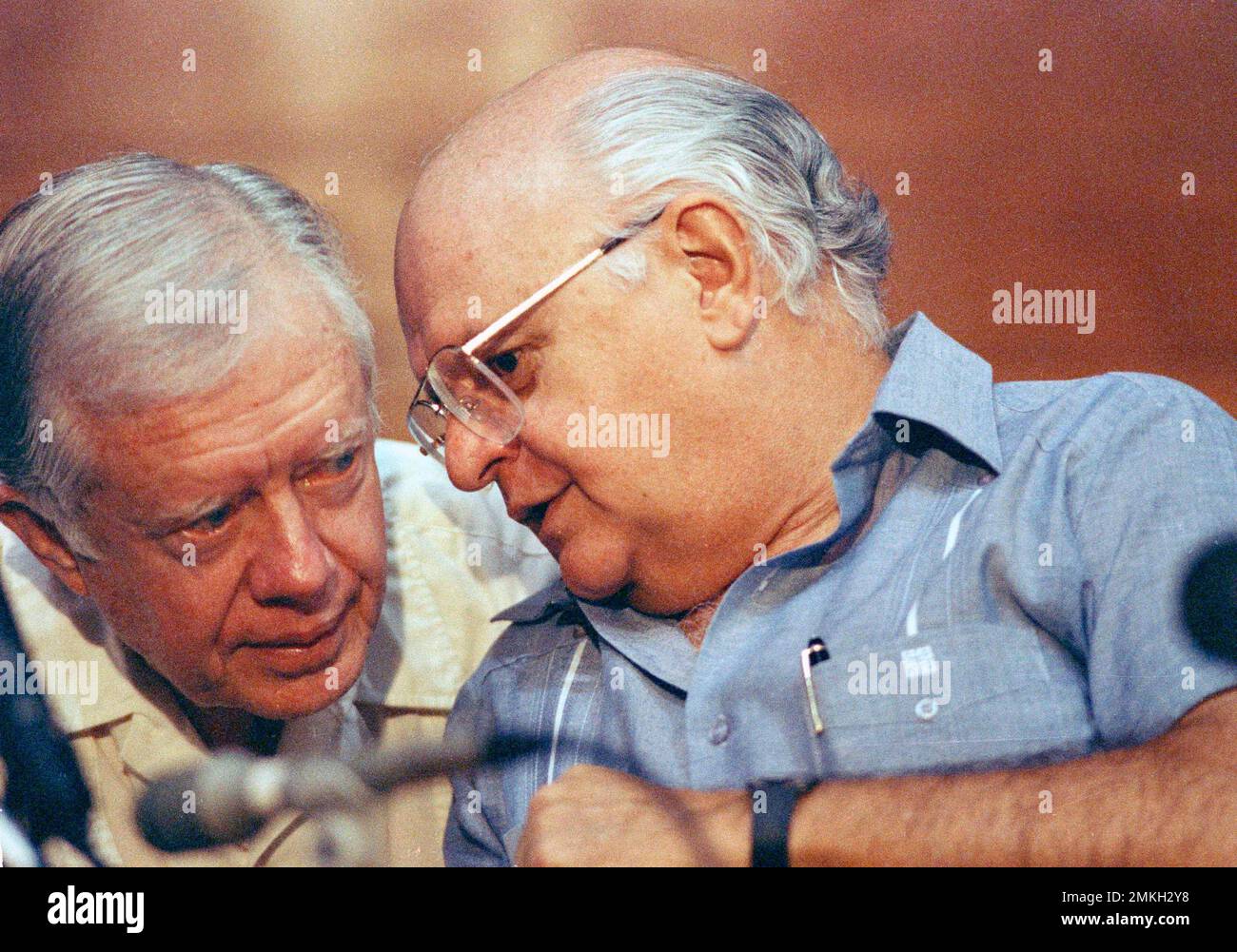 Former President Jimmy Carter, left, and Joao Baena Soares of Brazil ...