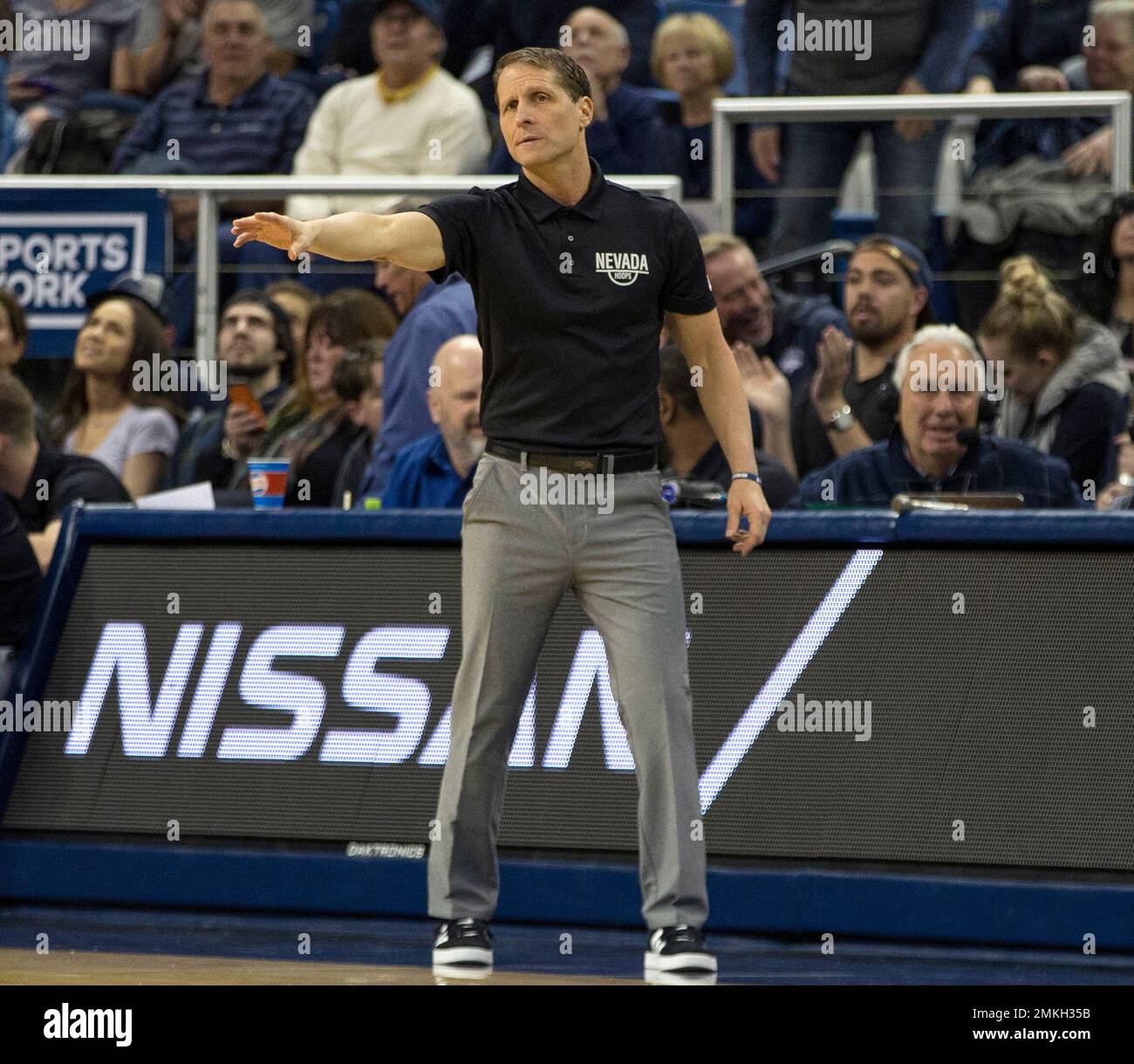 Nevada head coach Eric Musselman works the sidelines against New Mexico ...