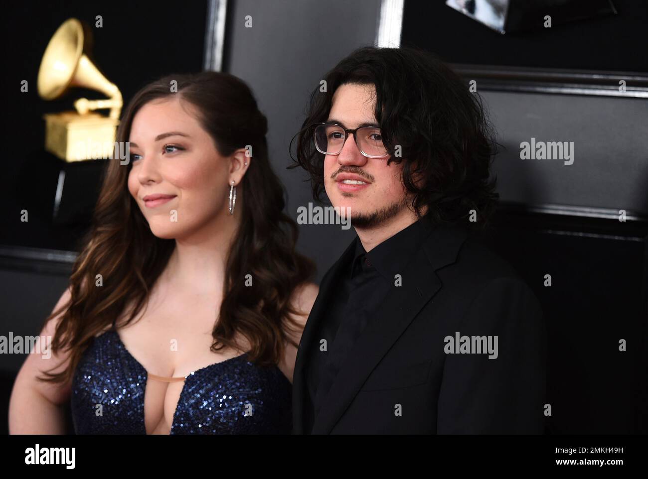 Tom Norris, right, and guest arrive at the 61st annual Grammy Awards at ...