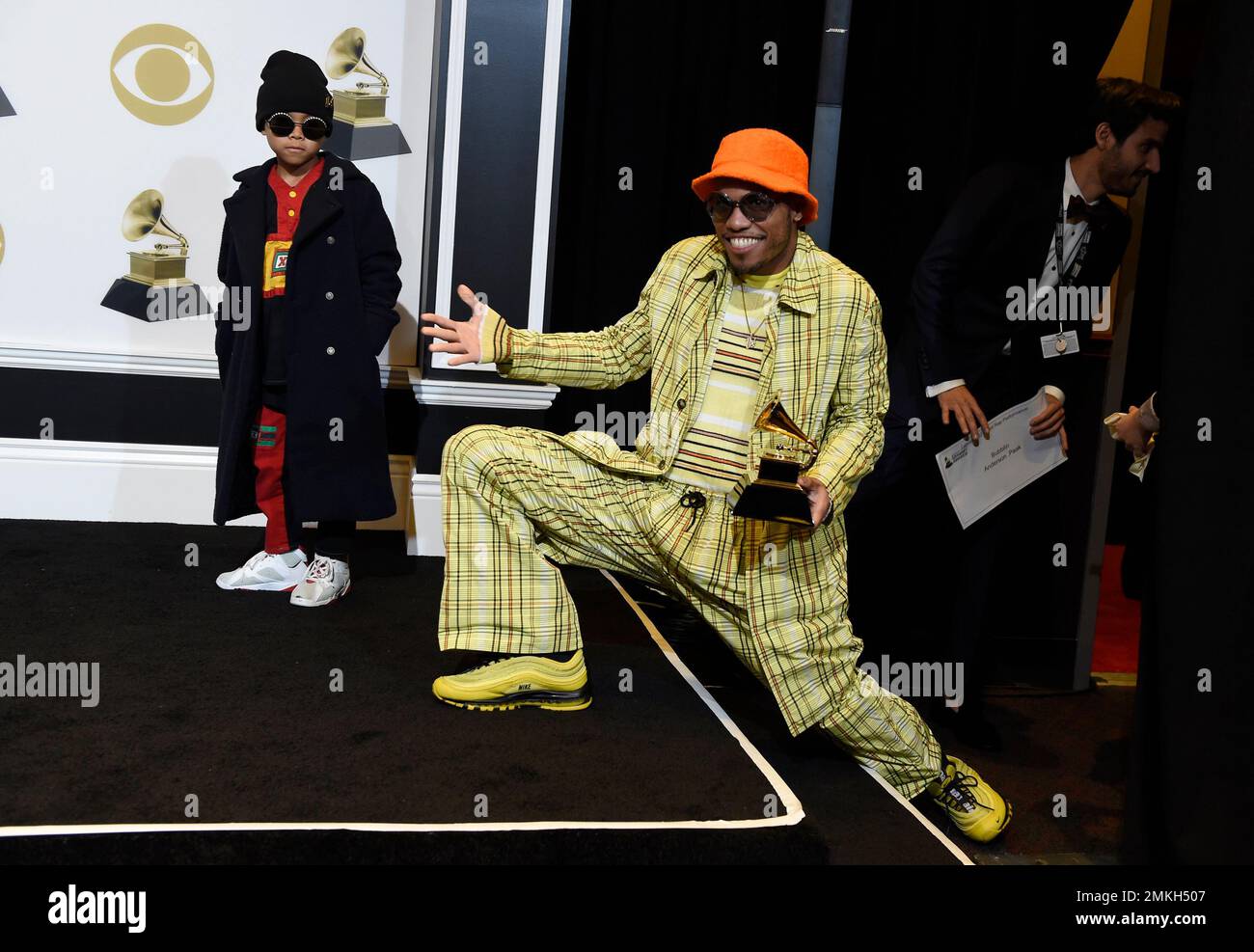 Anderson .Paak, right, winner of the award for best rap performance for ...