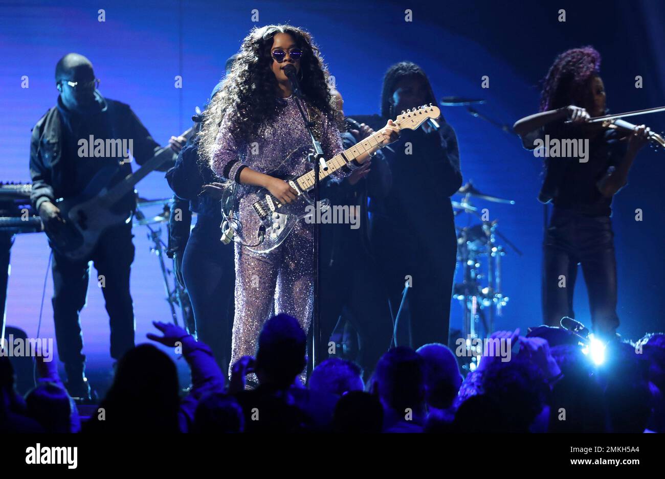 H.E.R. performs "Hard Place" at the 61st annual Grammy Awards on Sunday ...