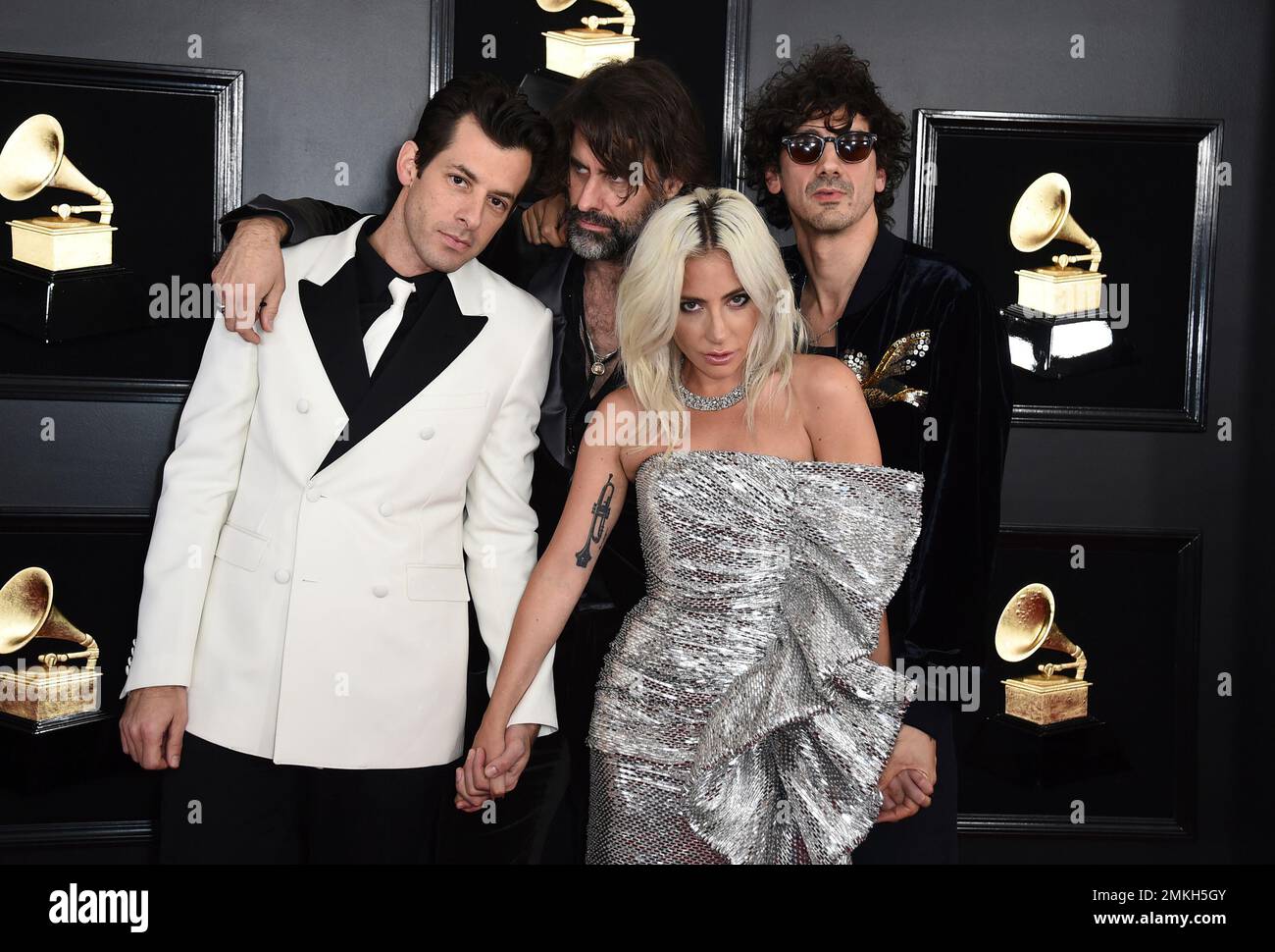 Mark Ronson, from left, Andrew Wyatt, Lady Gaga, and Anthony Rossomando ...