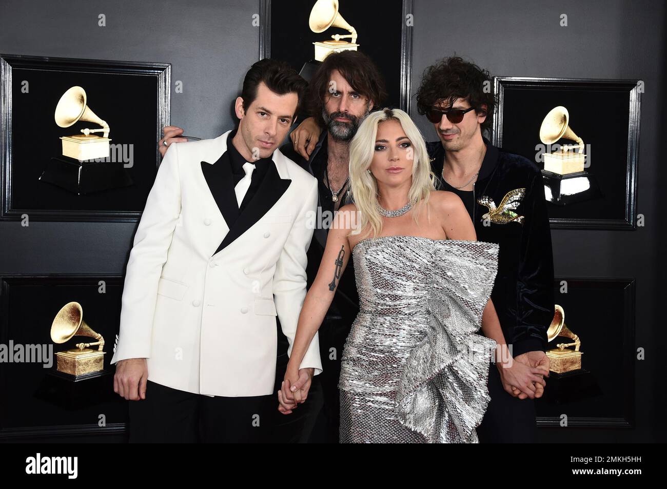 Mark Ronson, from left, Andrew Wyatt, Lady Gaga, and Anthony Rossomando ...