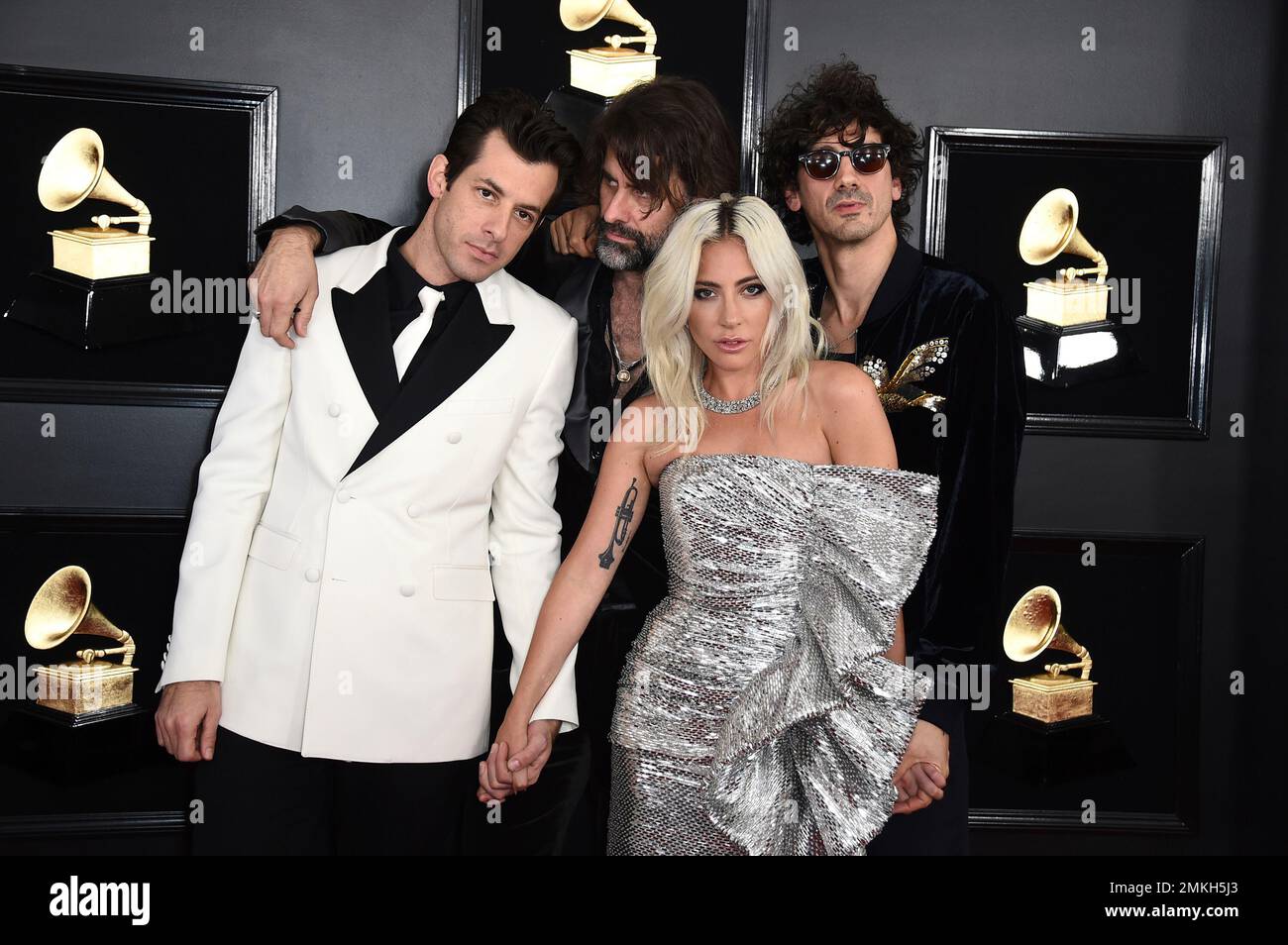 Mark Ronson, from left, Andrew Wyatt, Lady Gaga, and Anthony Rossomando ...