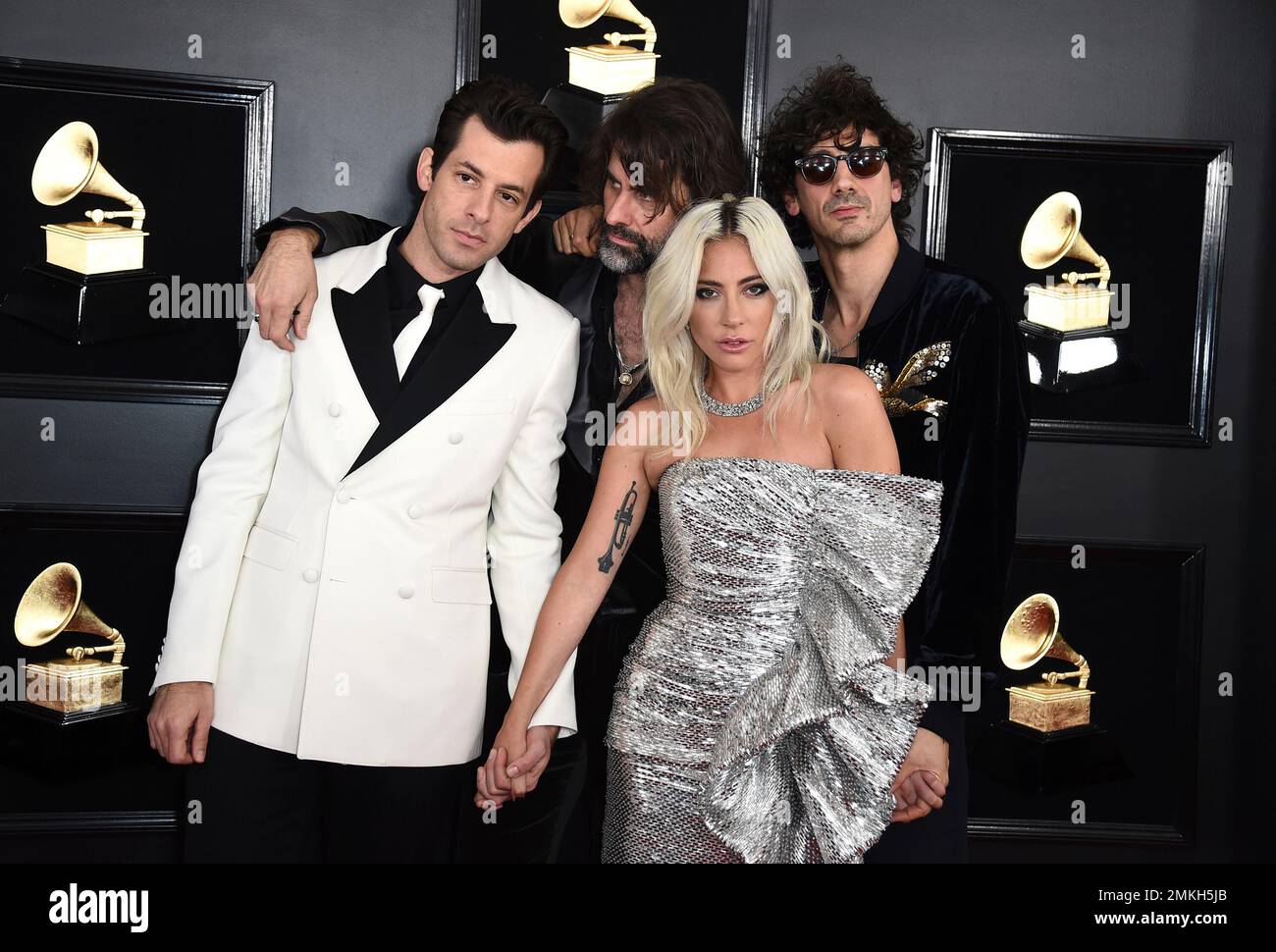 Mark Ronson, from left, Andrew Wyatt, Lady Gaga, and Anthony Rossomando ...