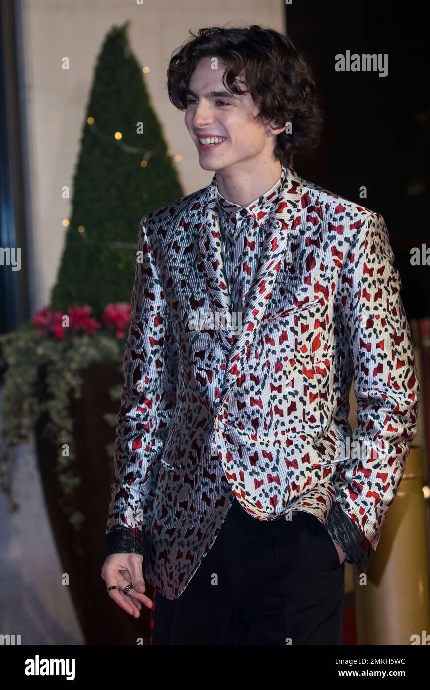 Actor Timothee Chalamet poses for photographers upon arrival at the ...