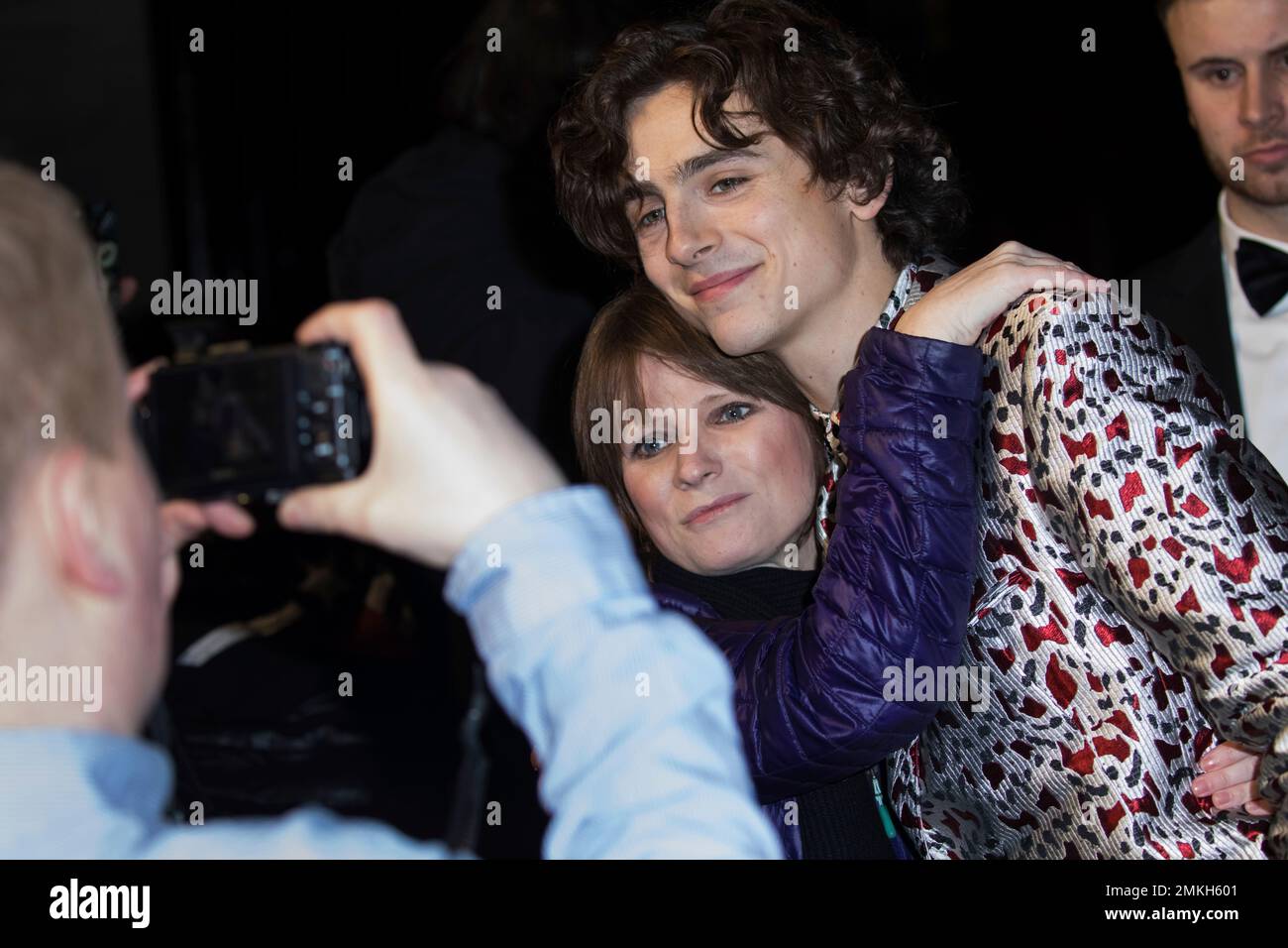 Actor Timothee Chalamet poses for photographs with fans upon arrival at ...