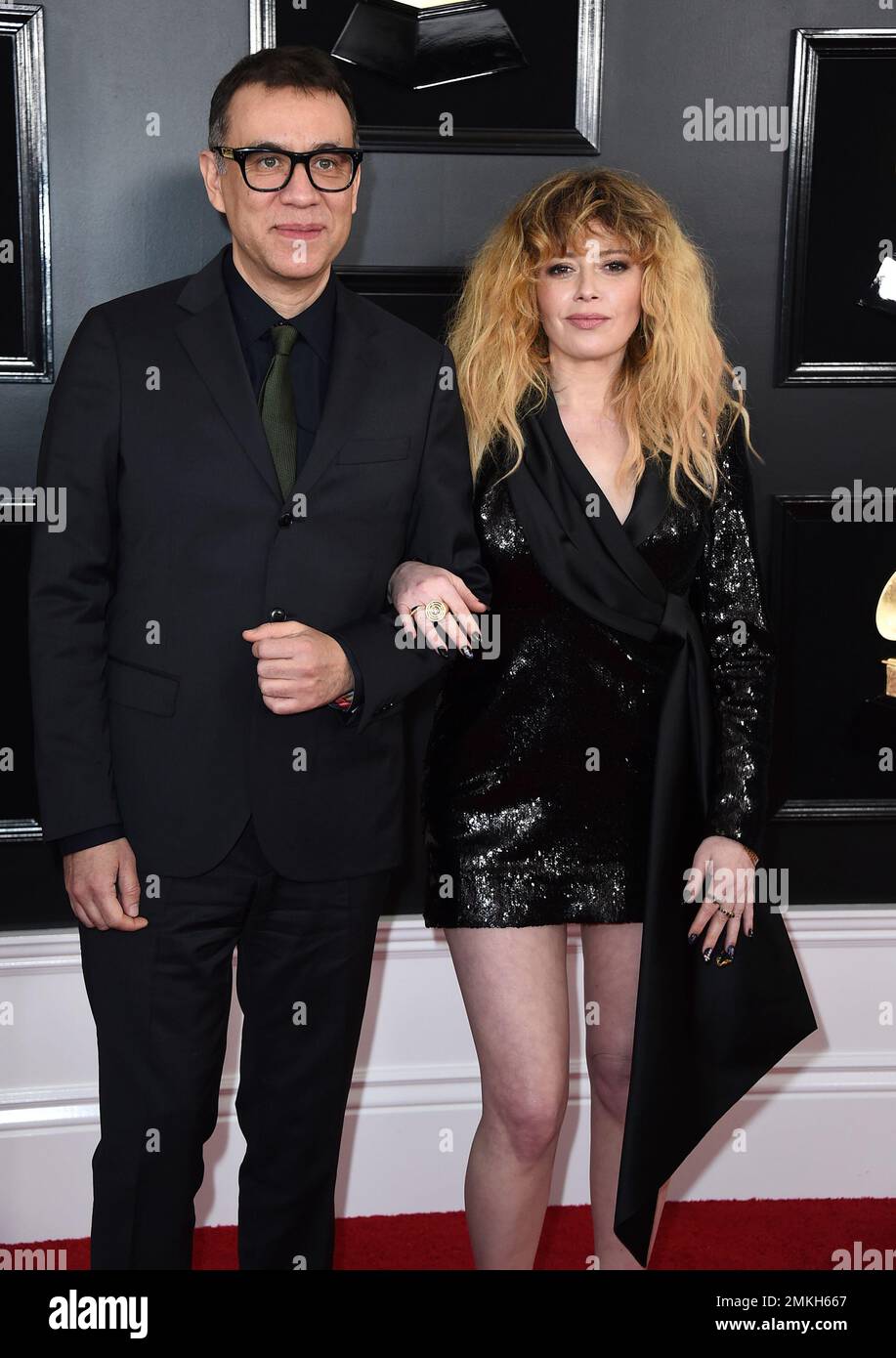 Fred Armisen, left, and Natasha Lyonne arrive at the 61st annual Grammy ...