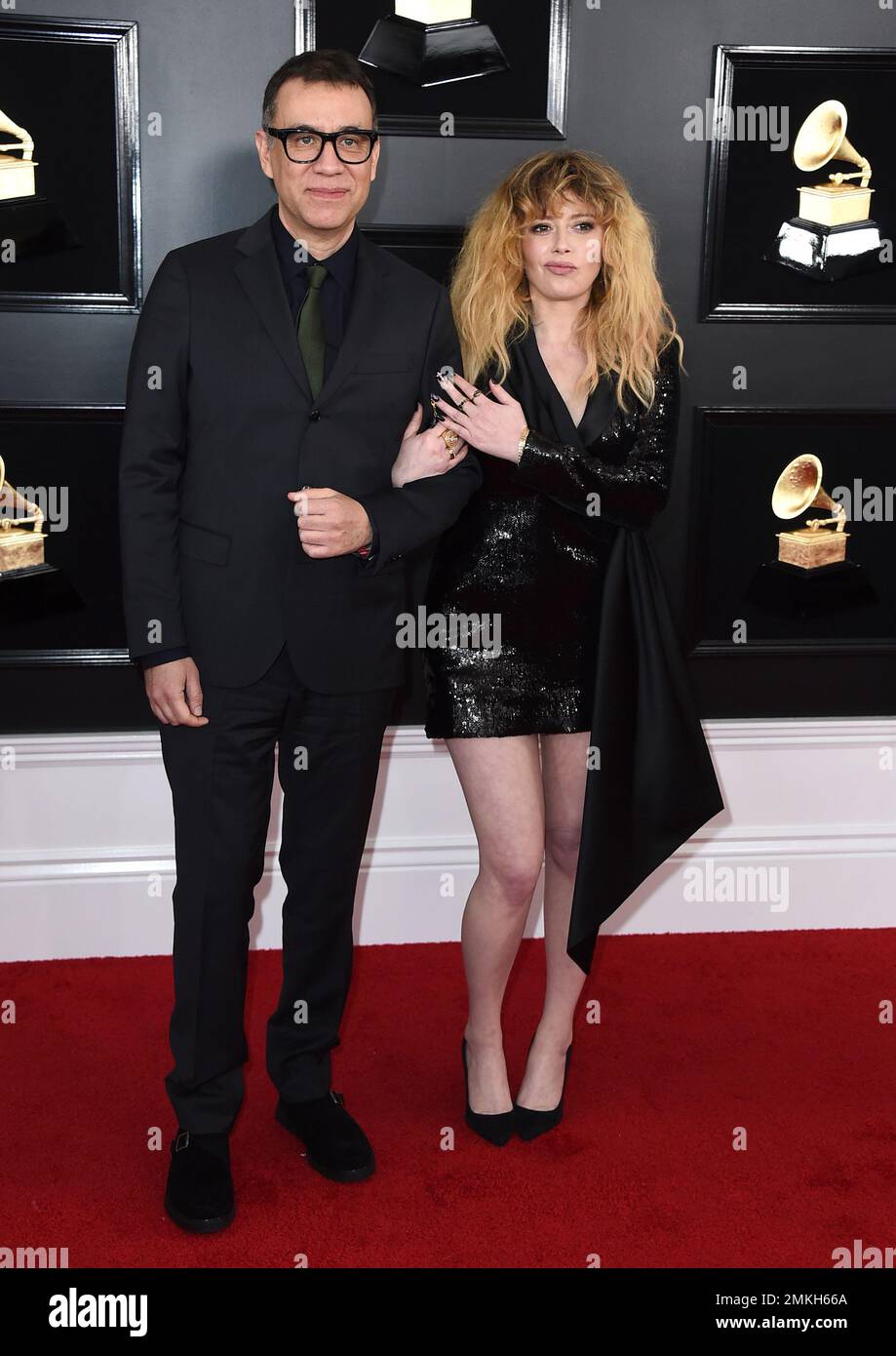 Fred Armisen, left, and Natasha Lyonne arrive at the 61st annual Grammy ...