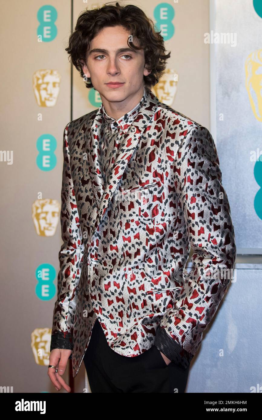 Actor Timothee Chalamet poses for photographers upon arrival at the ...