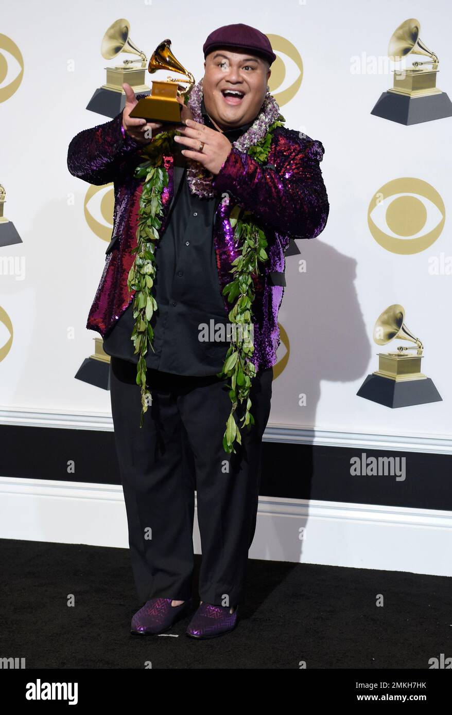 Kalani Pe'a poses in the press room with the award for best regional ...