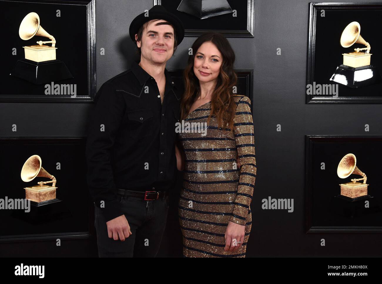 Ross Copperman, left, and Katlin Copperman arrive at the 61st annual ...