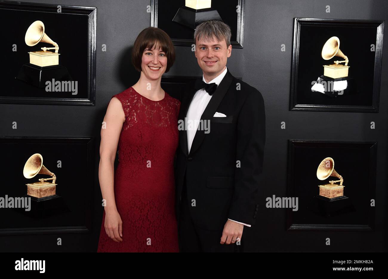 Matthew Guard, right, arrives at the 61st annual Grammy Awards at the ...