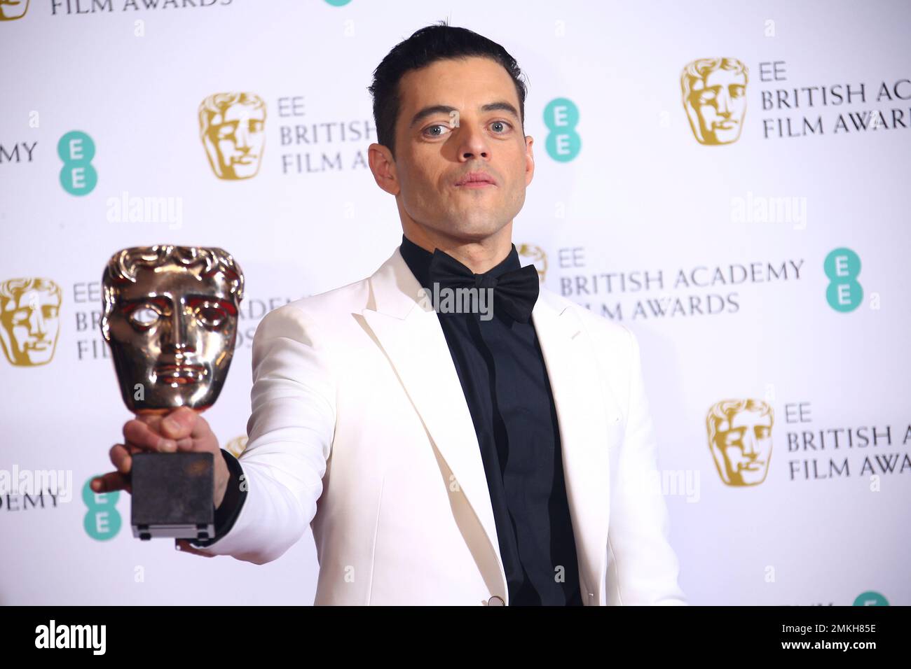 Actor Rami Malek poses backstage with his Best Actor award for his role ...
