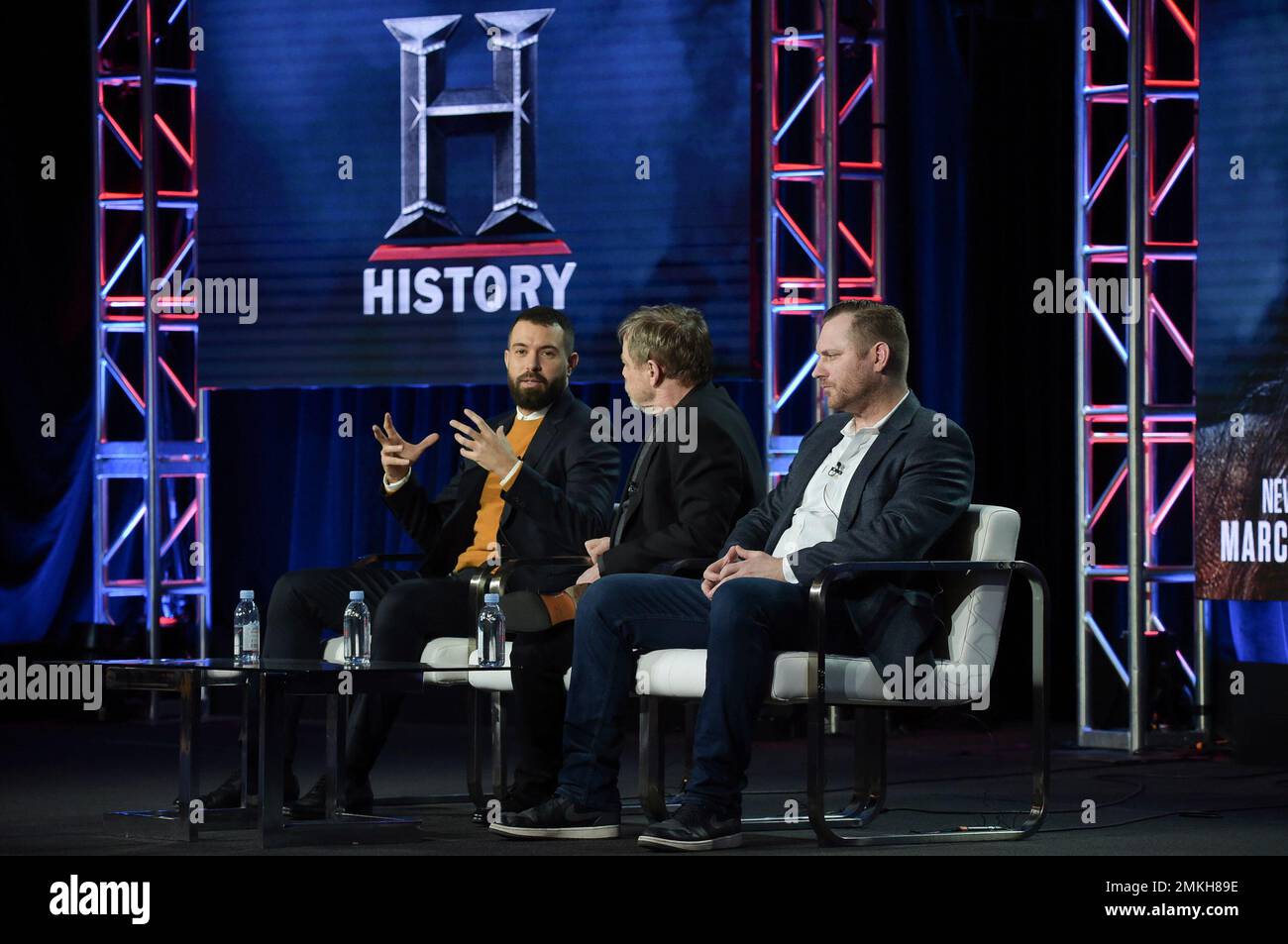 Tom Cullen, from left, Mark Hamill and Aaron Helbing participate in the ...