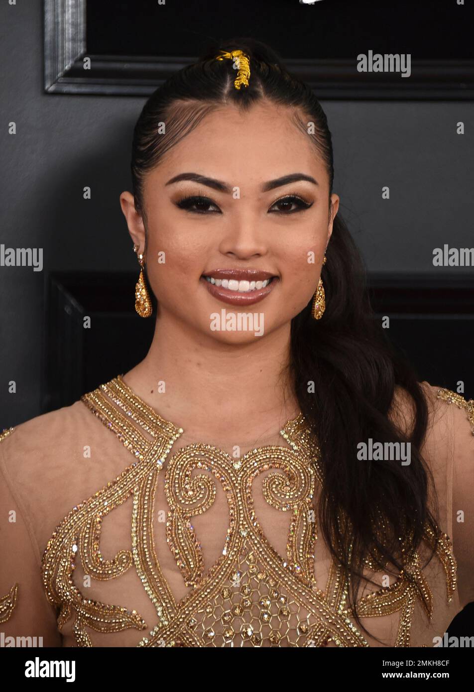 Mimi Saballa arrives at the 61st annual Grammy Awards at the Staples ...