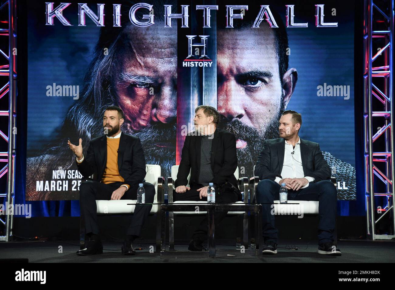 Tom Cullen, from left, Mark Hamill and Aaron Helbing participate in the ...