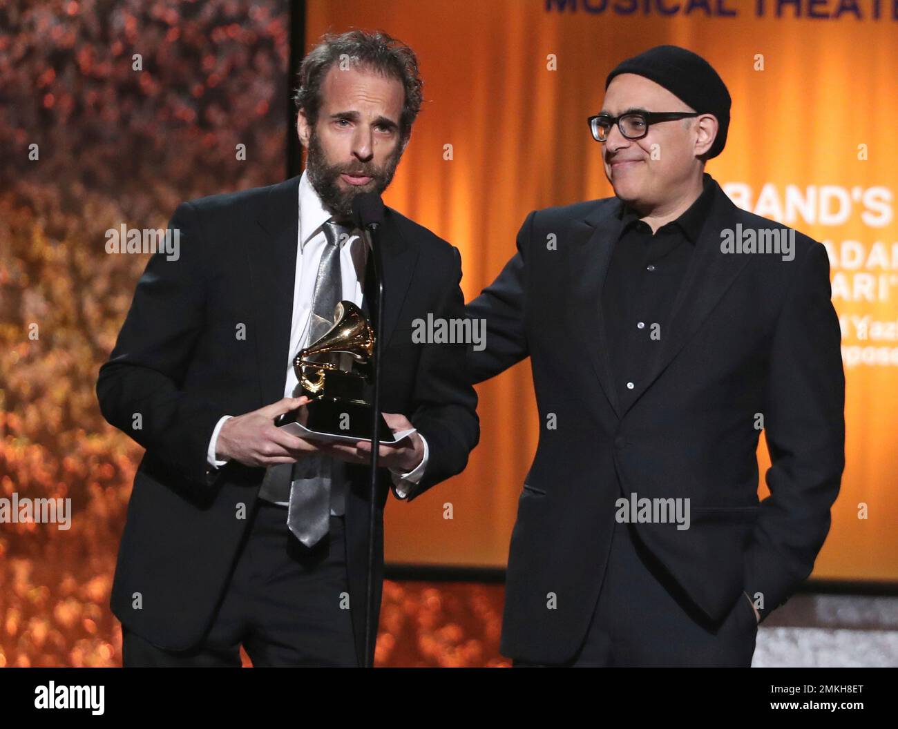 Dean Sharenow, left, and David Yazbek accept the award for best musical ...