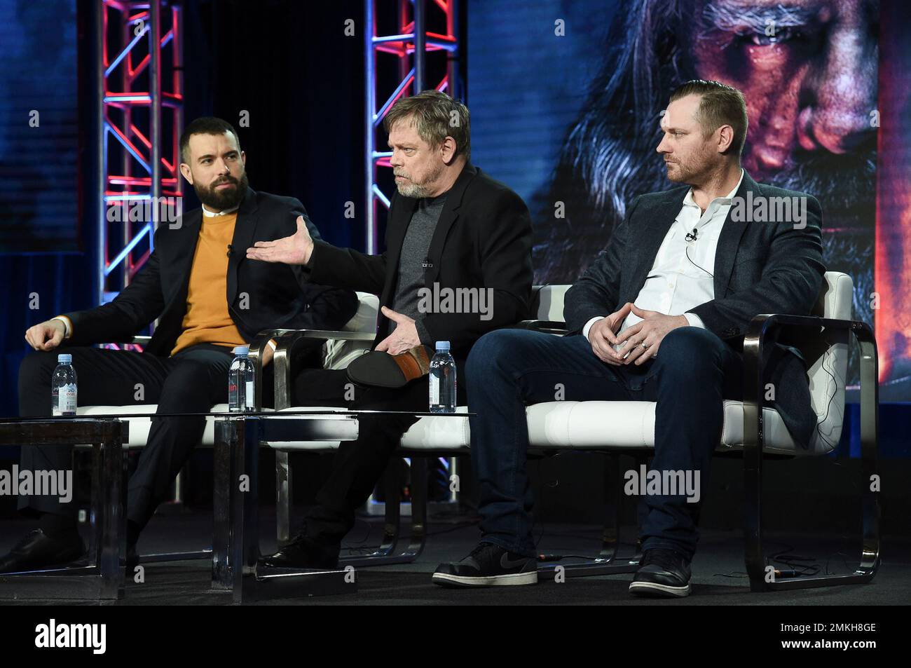 Tom Cullen, from left, Mark Hamill and Aaron Helbing participate in the ...