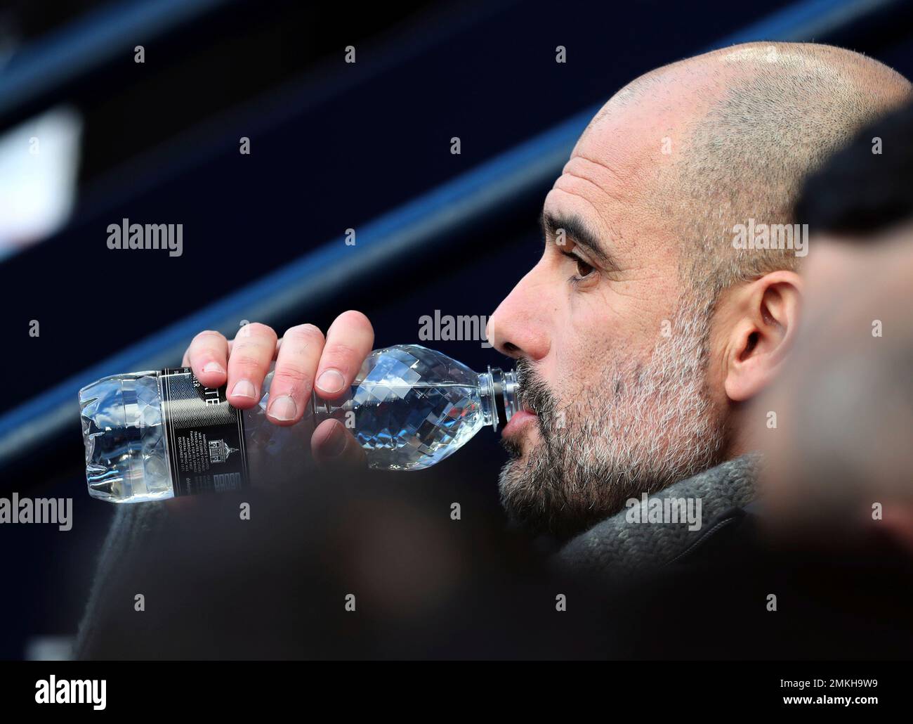 Manchester City manager Josep Guardiola drinks water prior the English ...
