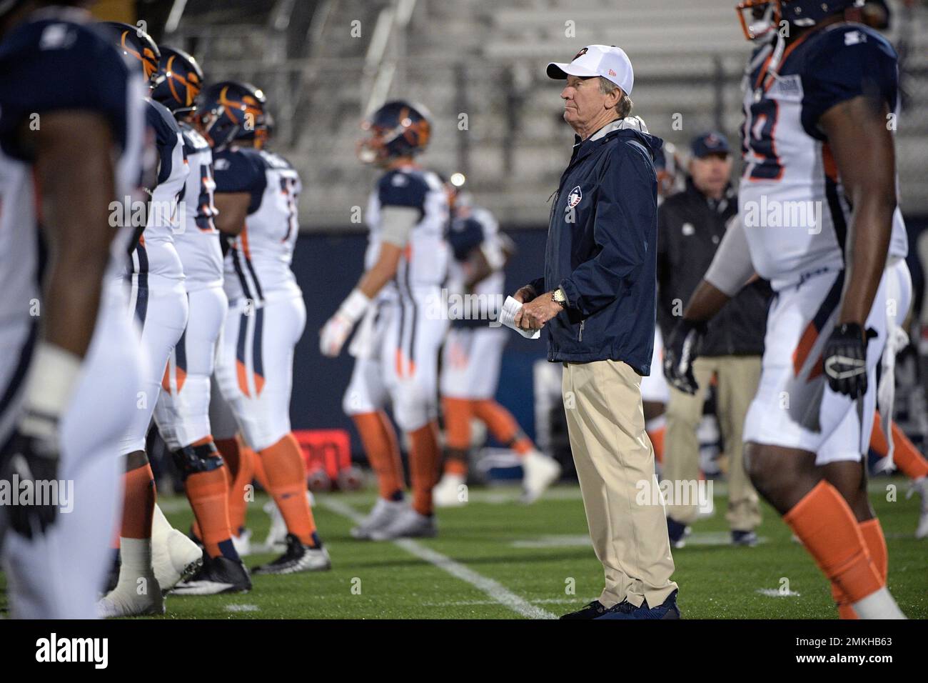 Orlando Apollos head coach Steve Spurrier watches warmups before an AAF ...